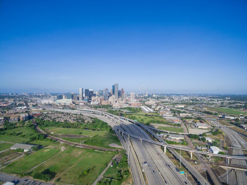 Top View Houston Downtown and Interstate 69 Highway Stock Image - Image ...