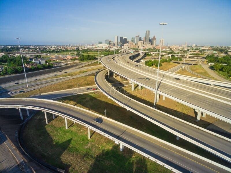 Top View Houston Downtown and Interstate 69 Highway Stock Image - Image ...