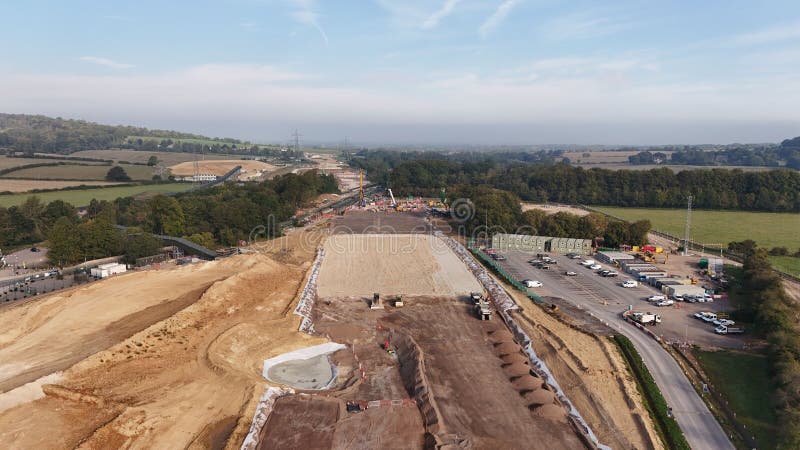 Aerial View of the HS2 Construction Progress in Wendover ...