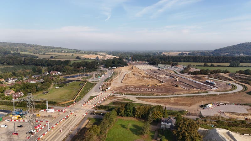 Aerial View of the HS2 Construction Progress in Wendover ...