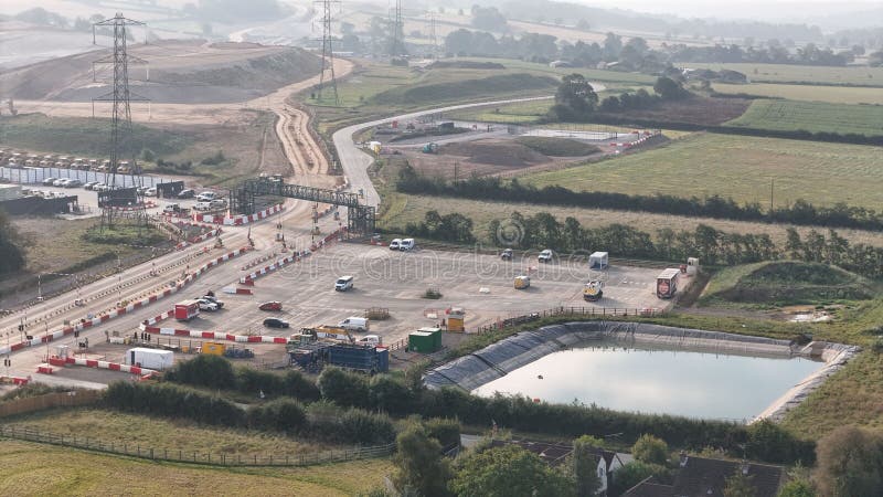 Aerial View of the HS2 Construction Progress in Wendover ...