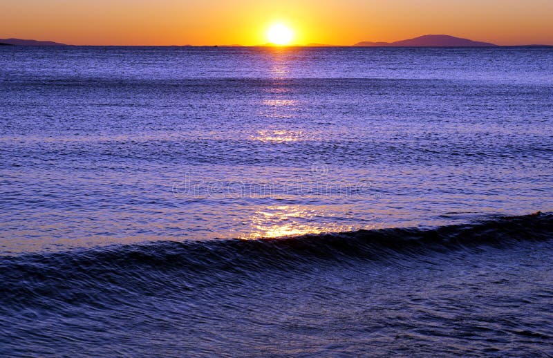 Aerial View of the Huge Deep Indigo Blue Sea at Sunset Stock Photo ...