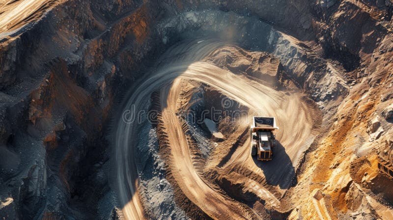 Aerial View of a Huge Mining Dump Truck in an Open-pit Mine Stock Photo ...