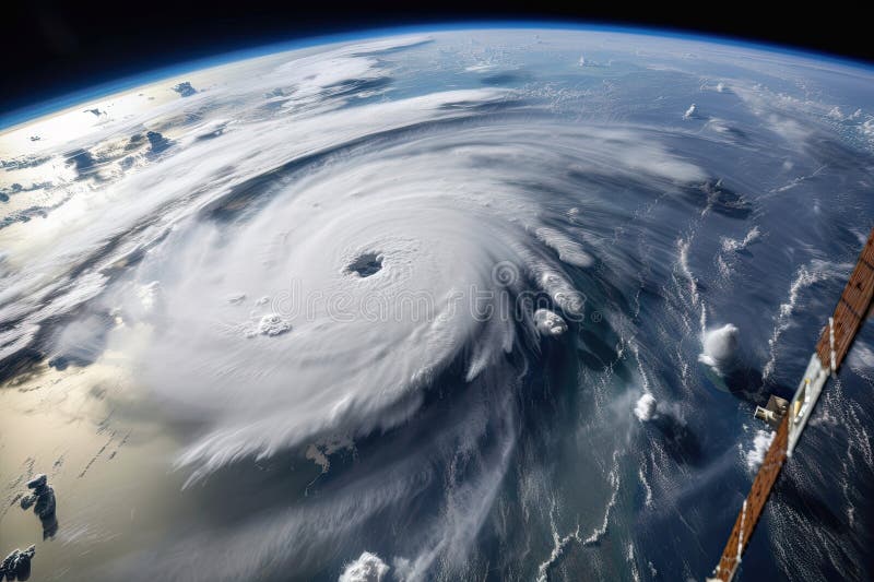 Aerial View of Hurricane, with Clouds and Rain Visible Below Stock ...