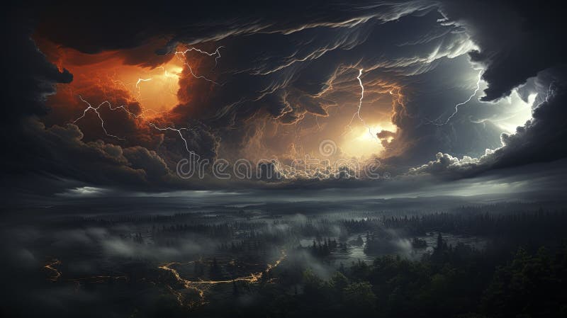 Aerial View of Hurricane. Weather Cloud Formation on Earth Stock ...