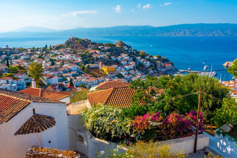 Aerial View of Hydra Town in Greece Stock Photo - Image of typical ...