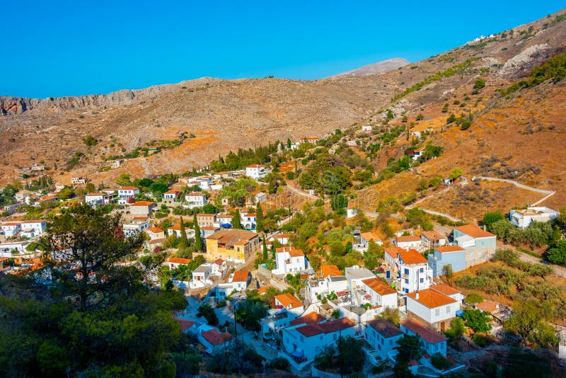 Aerial View of Hydra Town in Greece Stock Photo - Image of medieval ...