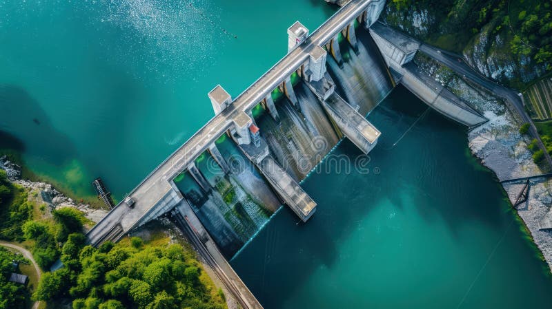 Aerial View of a Hydro Electric Power Plant Stock Illustration ...