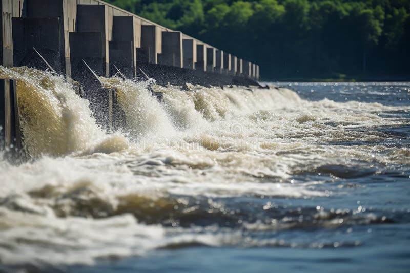 Aerial View of Hydroelectric Dam on the River. Stock Illustration ...