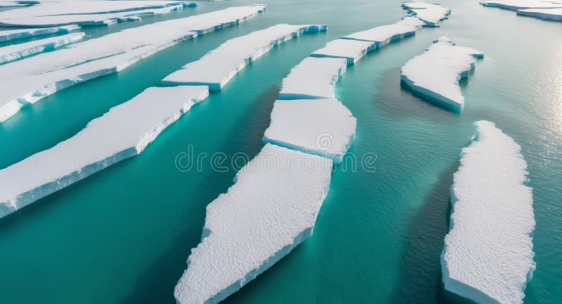 Aerial View of Ice Floes in Turquoise Water. Stock Image - Image of ...