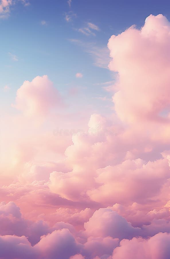 Aerial View of Idyllic Pastel Pink and Peach Clouds, AI-generated Stock ...