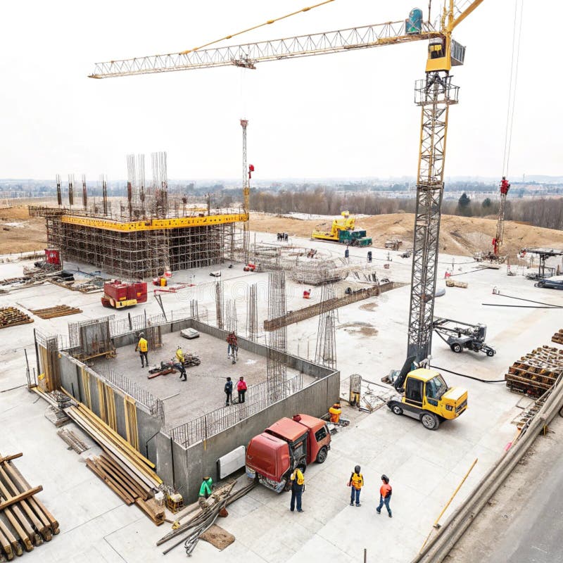 Construction Site Aerial View Illustration Isolated on White Background Stock Illustration ...