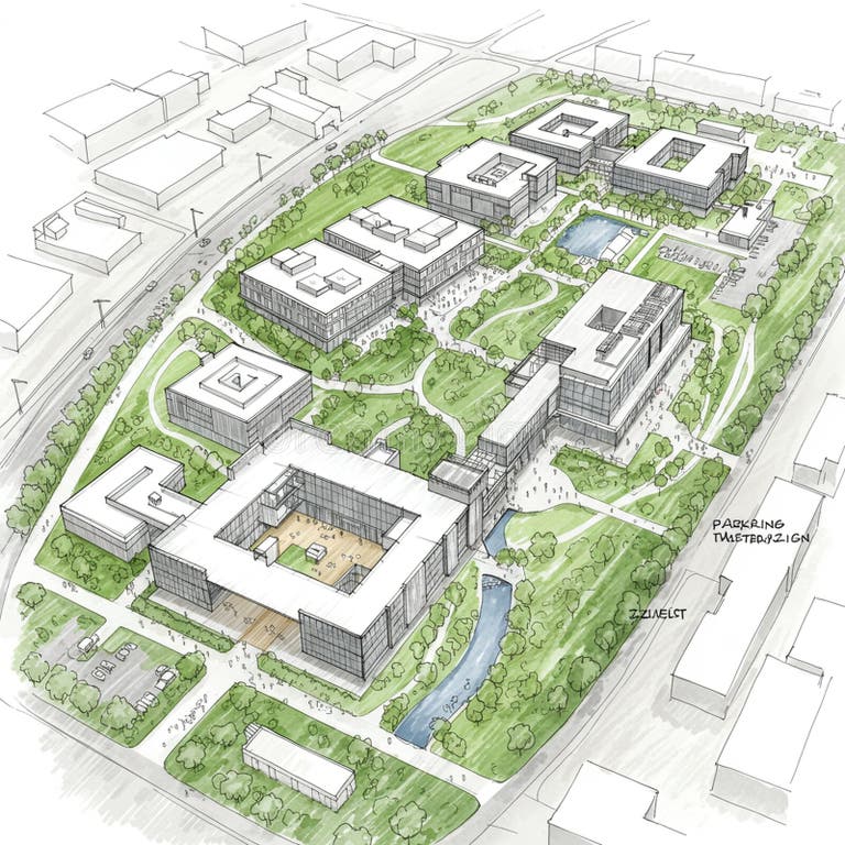 Modern Campus Design Stock Illustrations – 8,556 Modern Campus Design ...