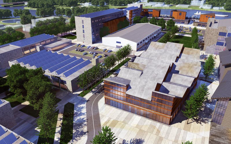 Industrial Complex with Pipes.City Factory.One Line Drawing.Buildings ...