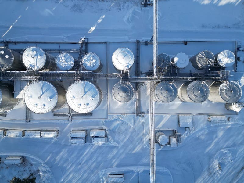 Aerial View of an Industrial Complex Tanks from Above Stock Image ...