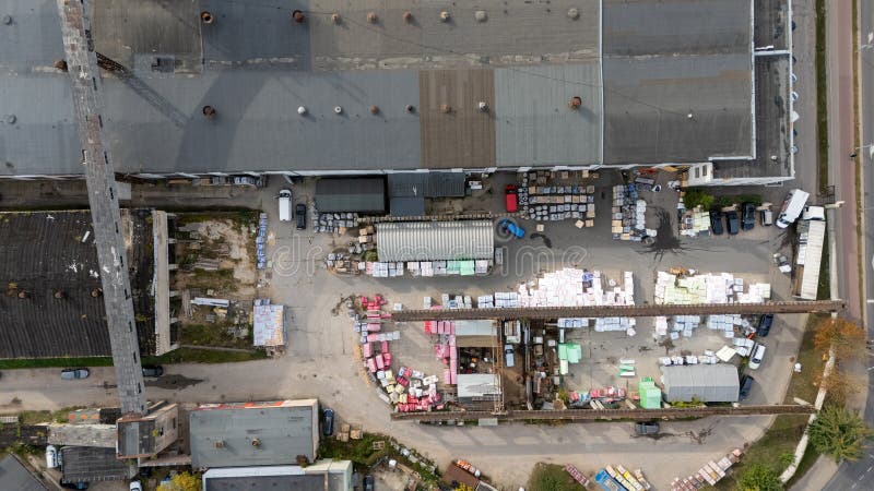 Aerial View of an Industrial Warehouse and Loading Dock Stock Photo ...