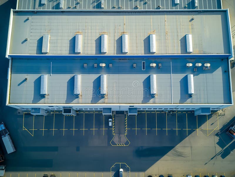 Aerial View of Industrial Warehouse with Loading Docks Stock Photo ...
