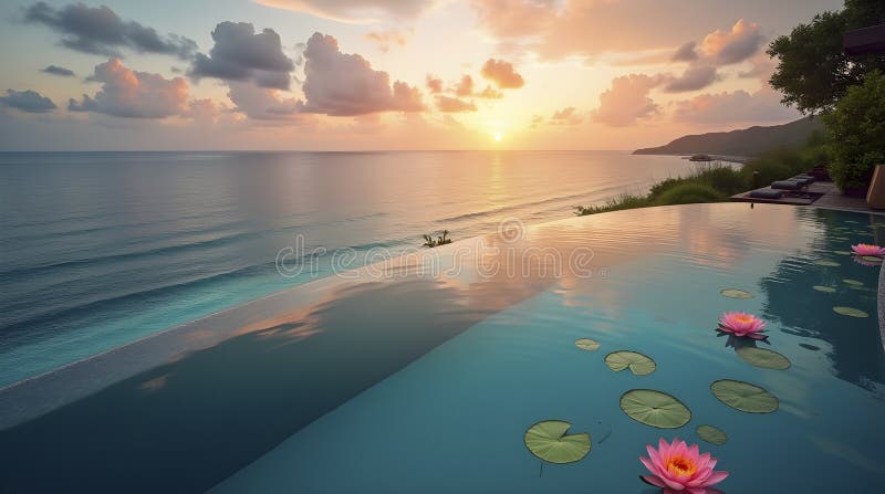 Aerial View of a Infinity-edge Spa Pool, AI Generated Image Stock Photo ...