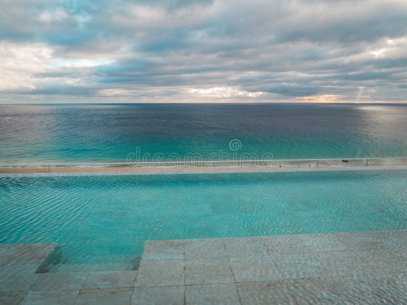 Aerial View of an Infinity Pool and the Sea Stock Image - Image of ...