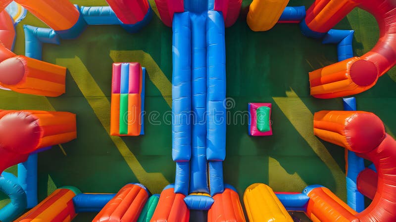 Aerial View of Inflatable Obstacle Course. Generative by AI Stock ...