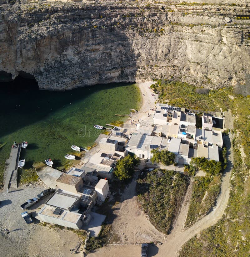 Aerial View of Inland Sea in Gozo at Sunset Stock Photo - Image of blue ...