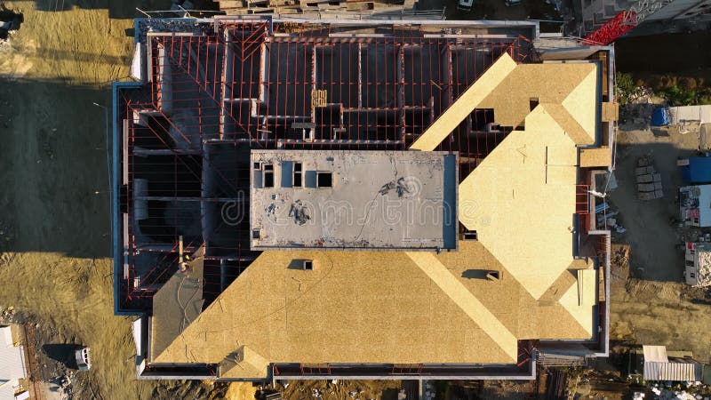 Aerial View of Installation of a TPO Flat Roof Stock Video - Video of ...