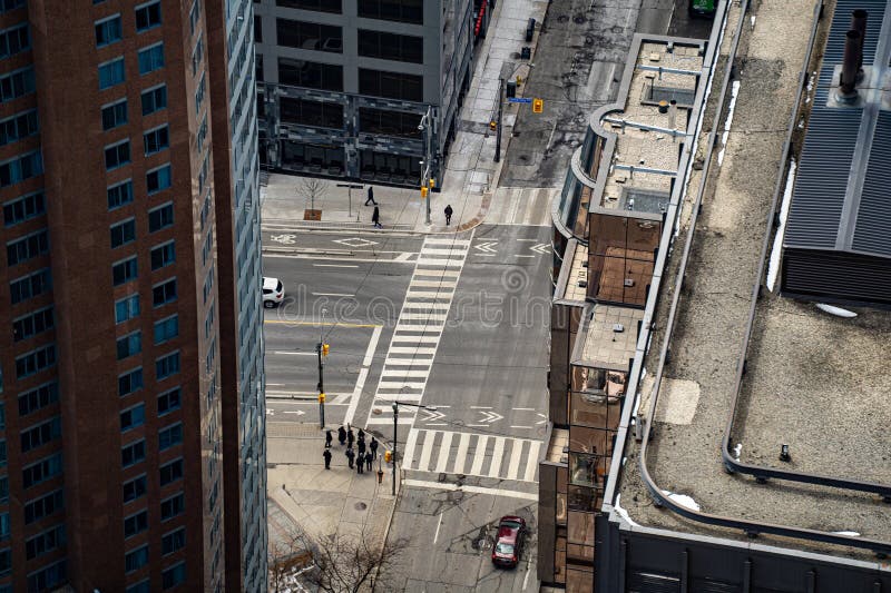 Aerial View of an Intersection in Downtown Toronto Stock Image - Image ...