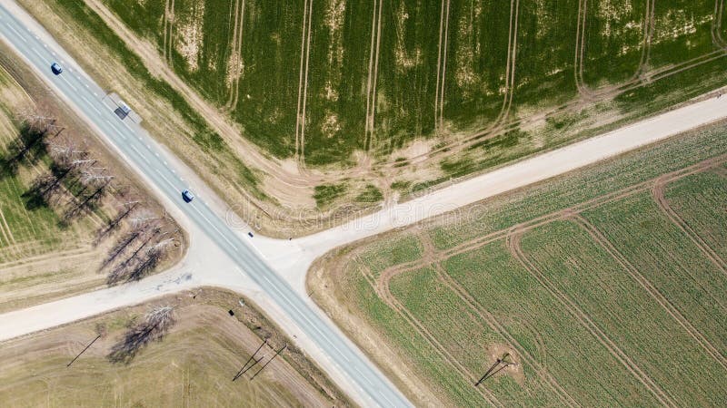 Aerial View of an Intersection on a Highway in a Rural Area Stock Photo ...