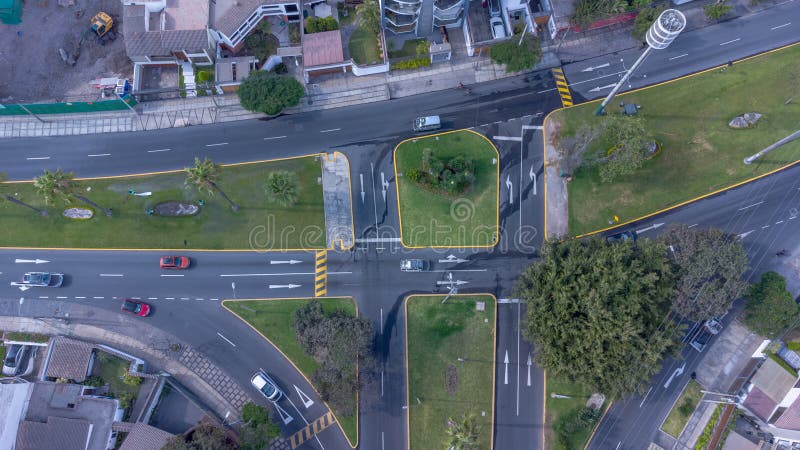 Aerial View of an Intersection with Vehicles Stock Image - Image of ...