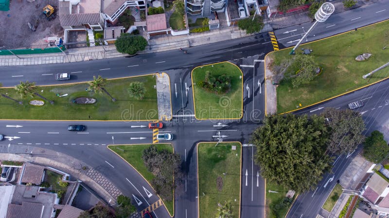 Aerial View of an Intersection with Vehicles Stock Image - Image of ...