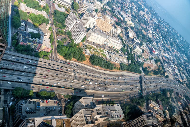 Aerial View of Interstate Crossing Metropolis Stock Photo - Image of ...
