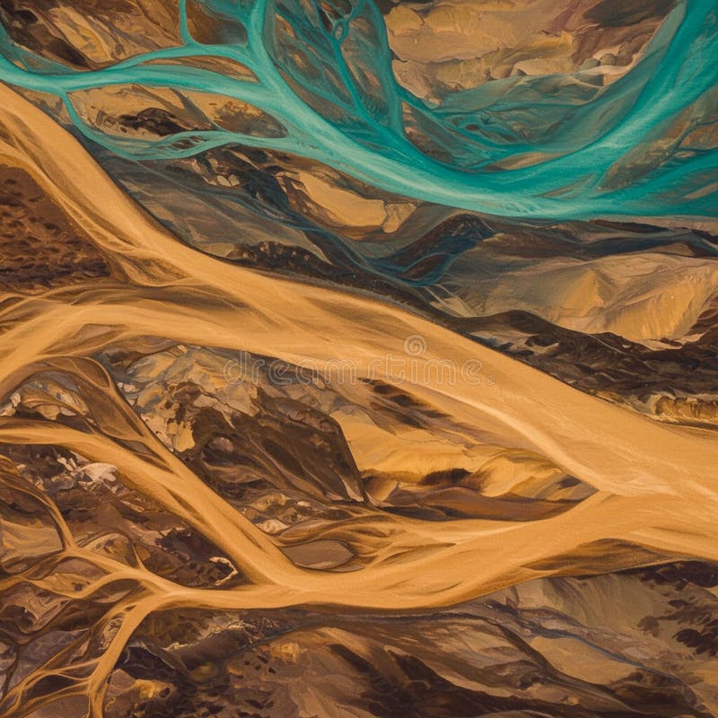 Aerial View of Intertwining River Deltas Creating a Network of Channels ...