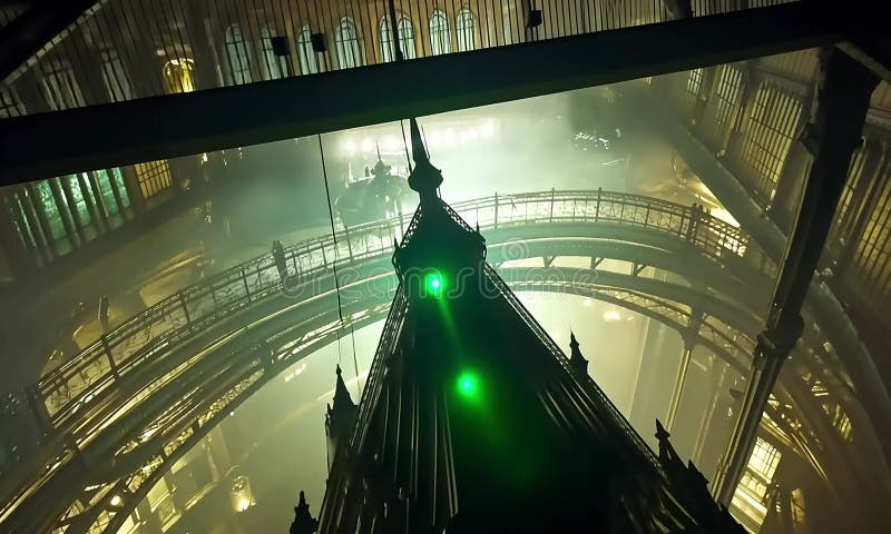 Aerial View of an Intricate Architectural Structure with Mist ...