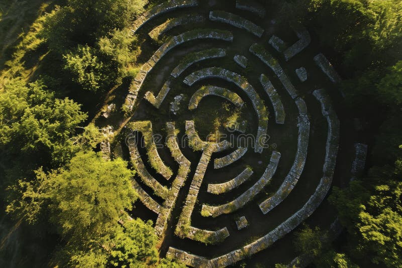 Aerial View of an Intricate Stone Labyrinth Stock Image - Image of ...