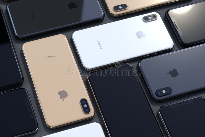 Aerial View of IPhone Xs Gold, Silver and Space Grey, Horizontal ...