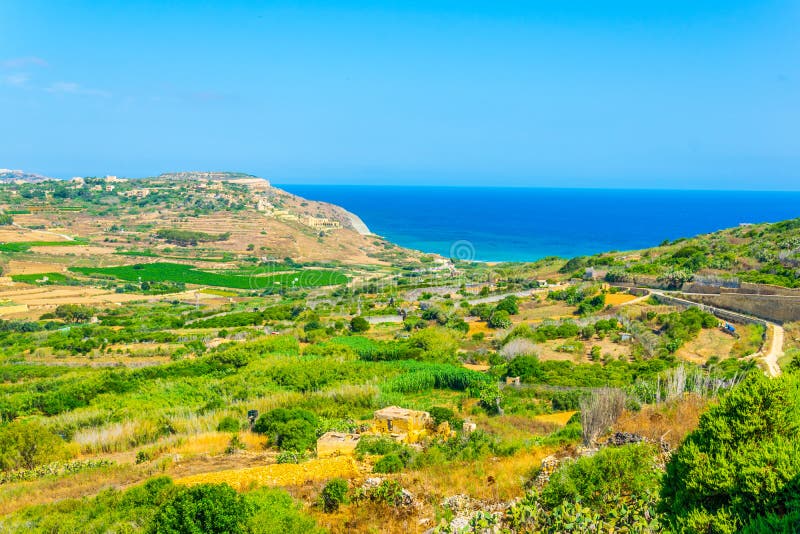 Aerial View of Ir-Ramla Bay at Gozo, Malta Stock Photo - Image of ...
