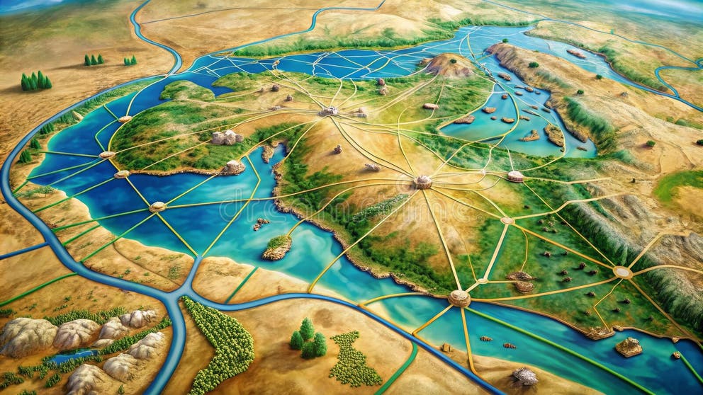 Aerial View of an Irrigated Landscape with a Complex Network of Canals ...