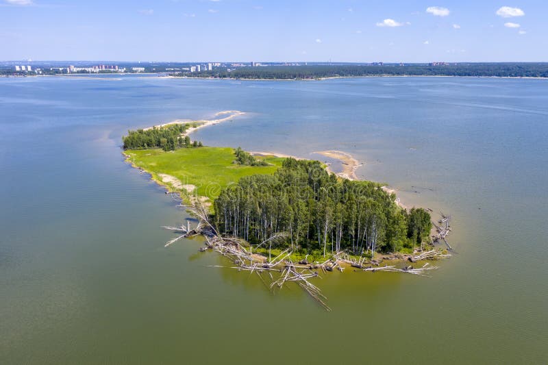 Aerial View of the Island on the Ob River in Siberia in Summer Stock ...