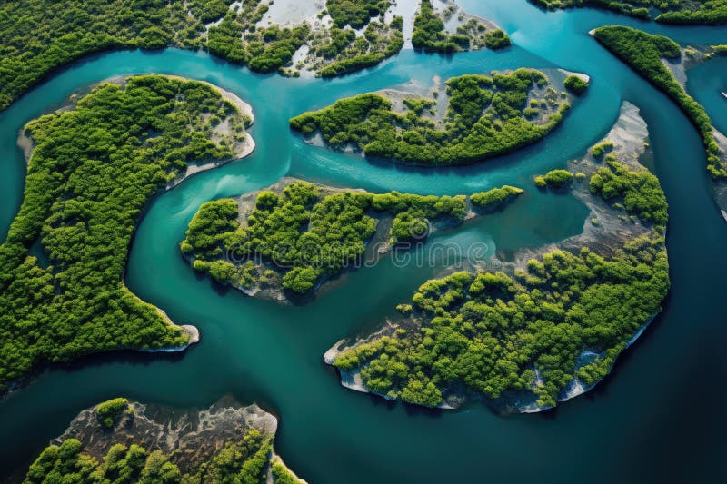 An aerial view of islands stock illustration. Illustration of basin ...