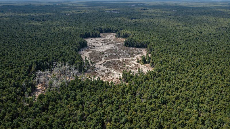 Aerial View of Isolated Trees in a Fragmented Forest with Cleared ...