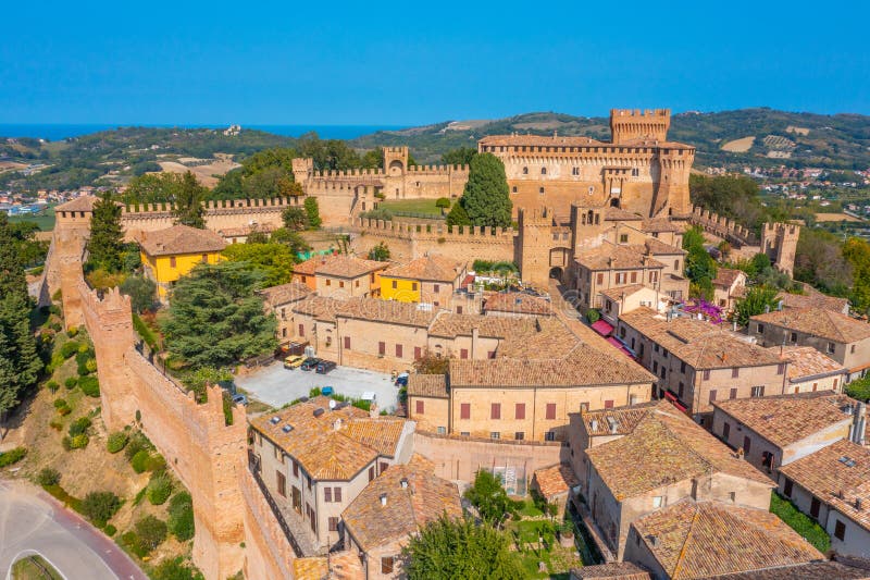 Aerial View of Italian Town Gradara Stock Image - Image of cityscape ...