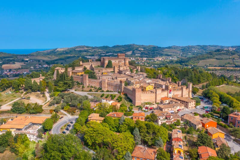 Aerial View of Italian Town Gradara Stock Image - Image of historical ...