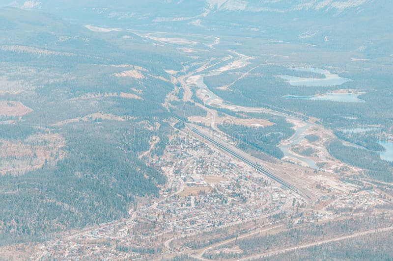 Aerial View of Jasper from the Stock Image - Image of mountain, famous ...