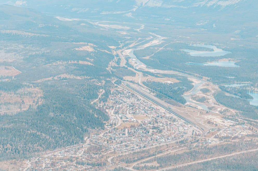 Aerial View of Jasper from the Stock Image - Image of mountain, famous ...
