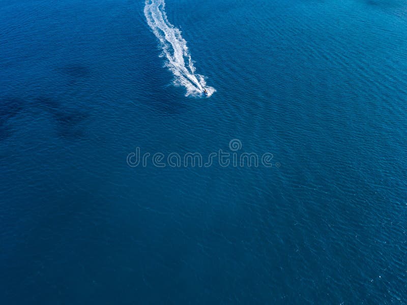 Aerial View on Jet Ski in Azure Water of a Sea Stock Photo - Image of ...