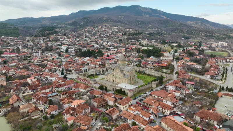 Aerial View 4K: Mtskheta S Serene Sanctuary - Where Cathedral Meets ...