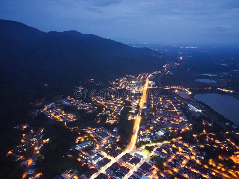 Aerial View Kampar Town in Blue Hour Stock Image - Image of landmark ...