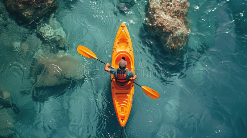 Aerial View of a Kayak in the Water Stock Image - Image of aerial ...