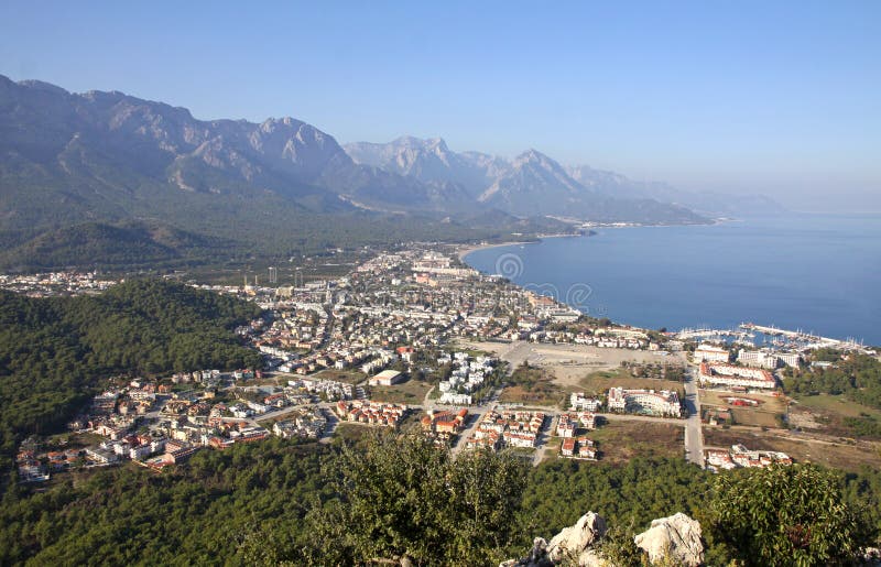Aerial View of Kemer City, Turkey Stock Image - Image of seashore ...