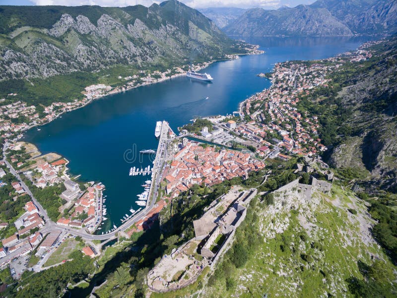 Aerial view of Kotor stock image. Image of harbor, city - 72459625